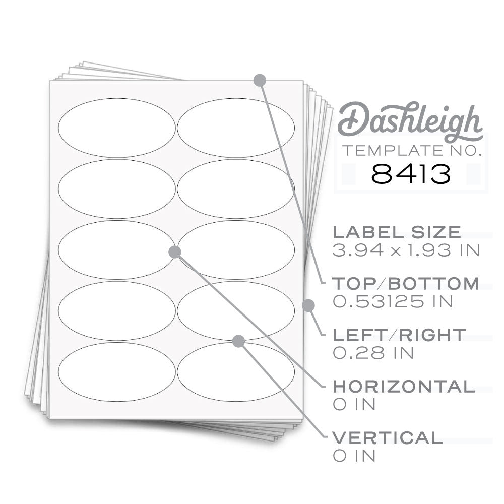 5 Oval Sheet Labels, 4x2 inches -- Make your own labels from home ...