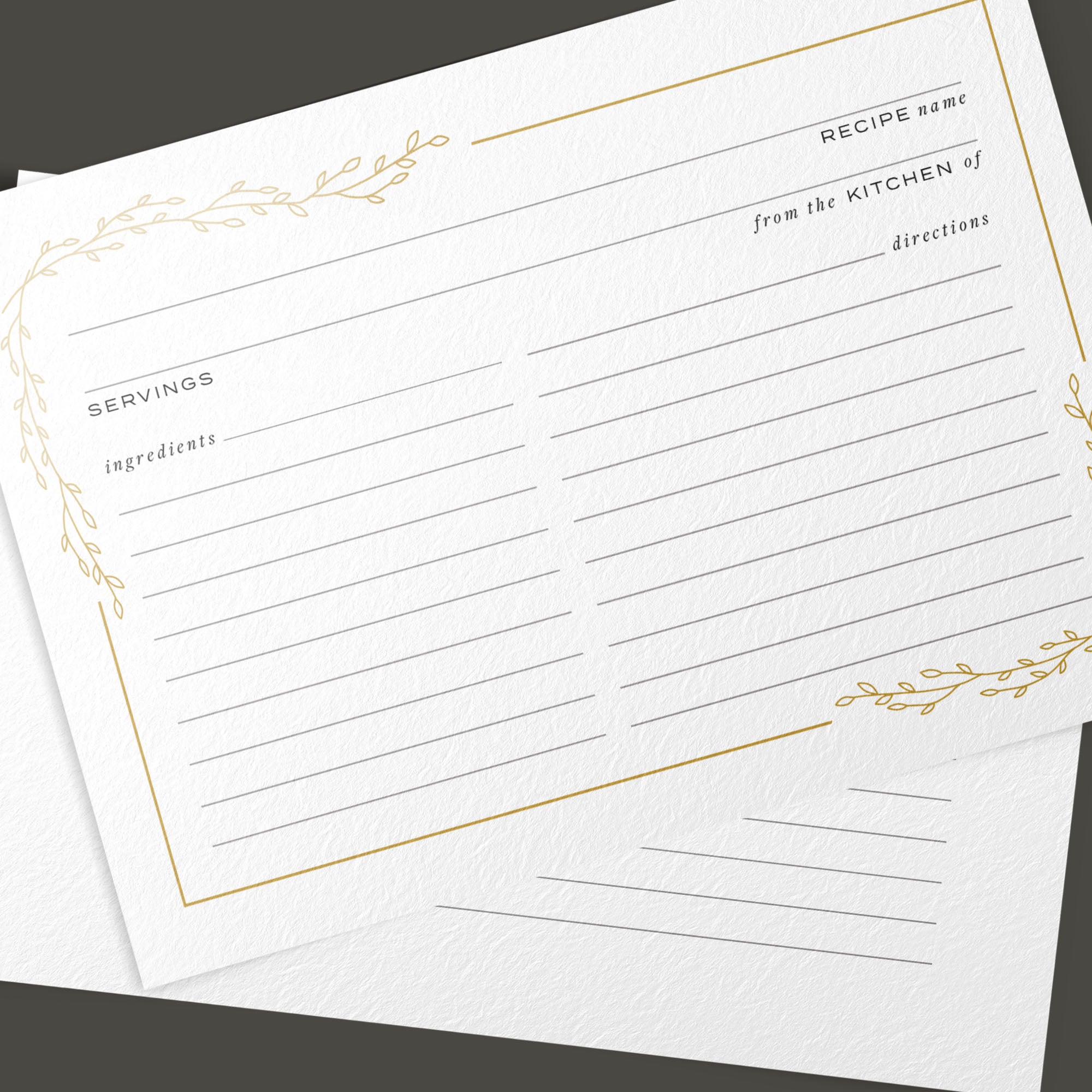 Foil Floral Border Recipe Cards, 4x6 in. – dashleigh