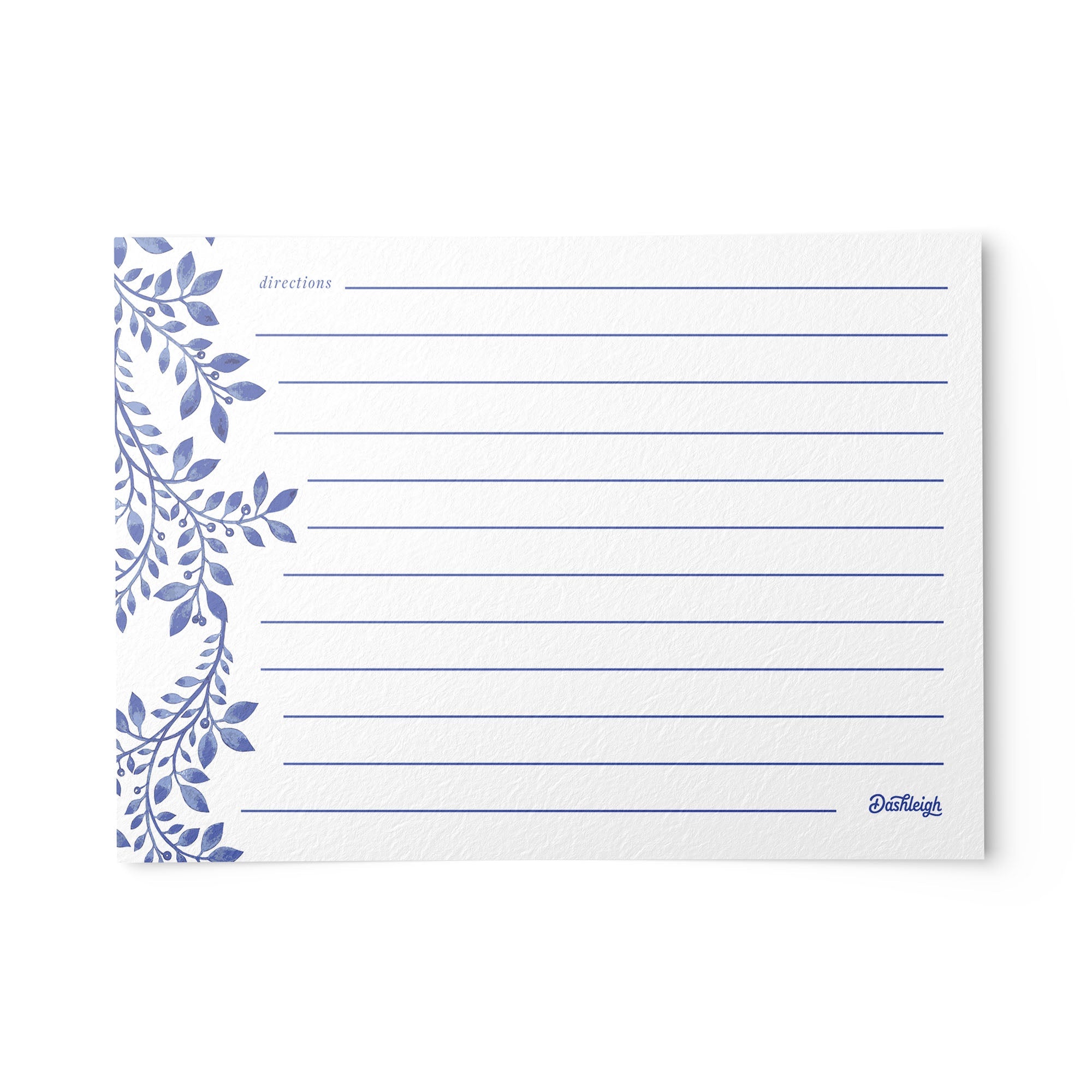 Indigo Blue Floral Recipe Cards, Silver Foil – dashleigh