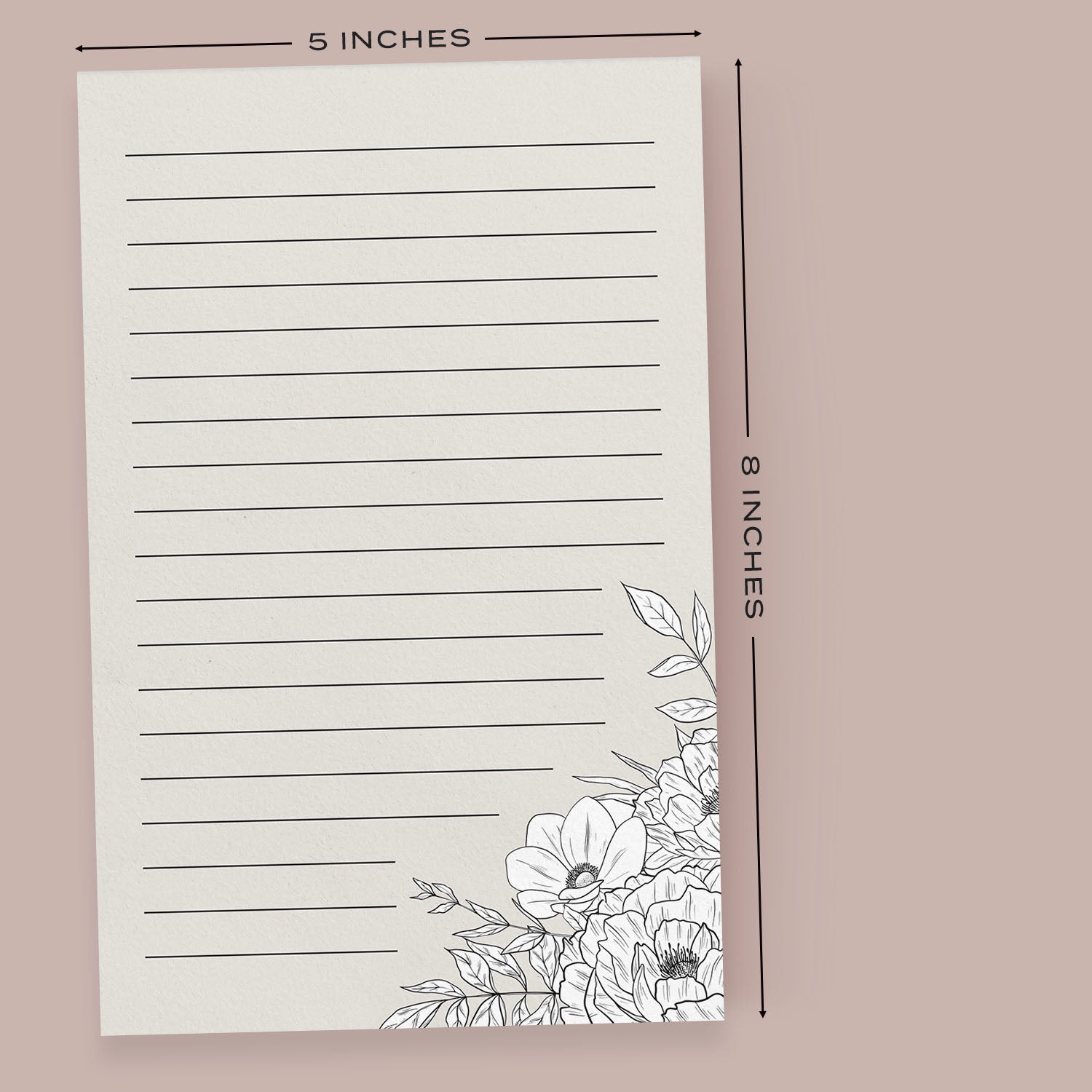 Lux Floral Lined Notepad, 5x8 inches – dashleigh