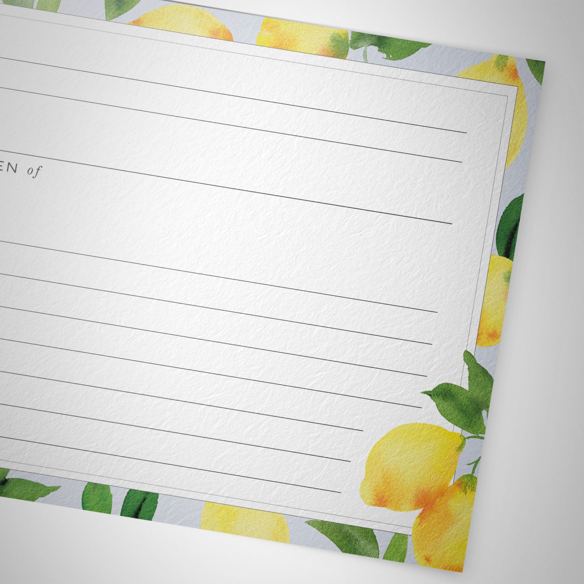 Modern Lemon Recipe Cards (Set of 50) - Infuse Your Kitchen with Joy ...