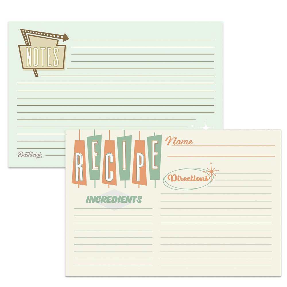 Retro Recipe Cards, Set of 48 Cards, 4x6 for Double Sided – dashleigh