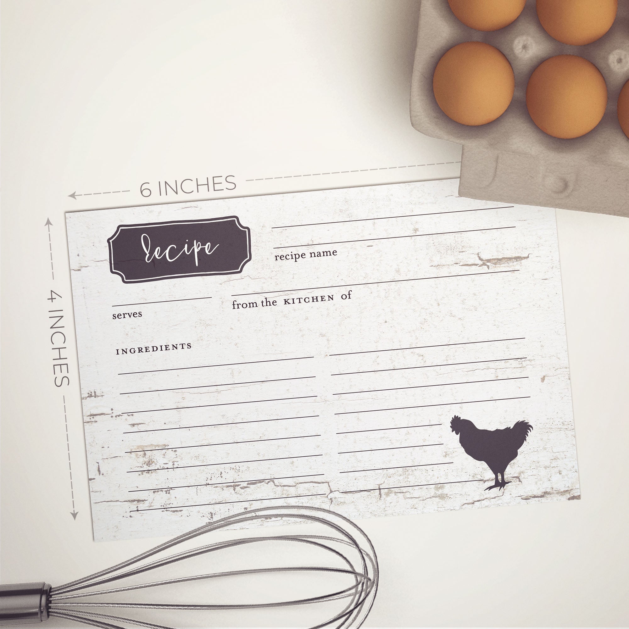 Rustic Farmhouse Chicken Recipe Cards, Double Sided, Set of 48 Cards ...
