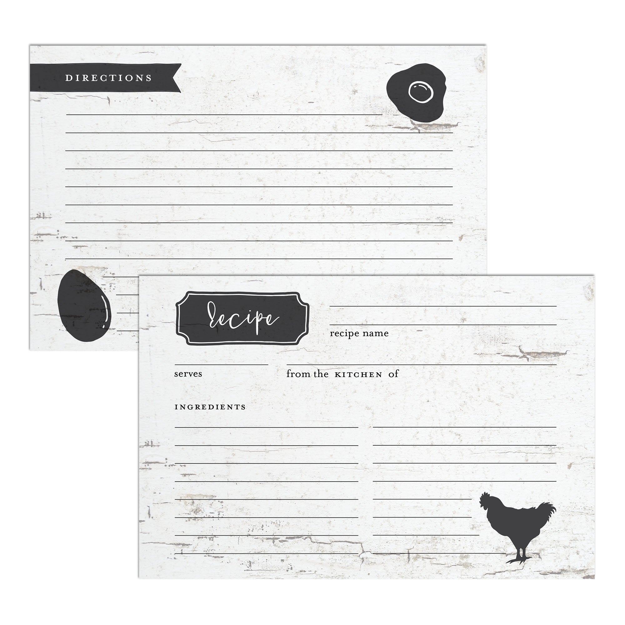 Rustic Farmhouse Chicken Recipe Cards, Double Sided, Set of 48 Cards ...