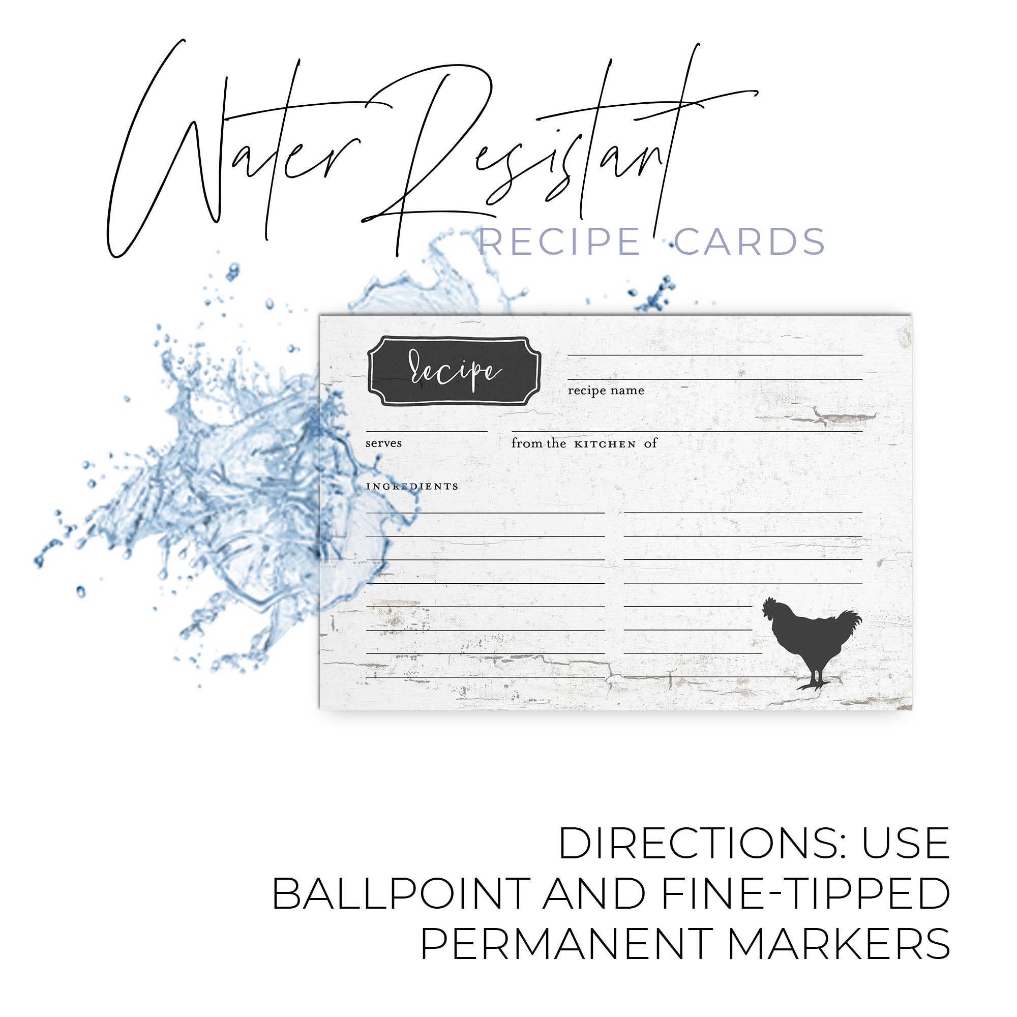 Rustic Farmhouse Chicken Recipe Cards, Double Sided, Set of 48 Cards ...