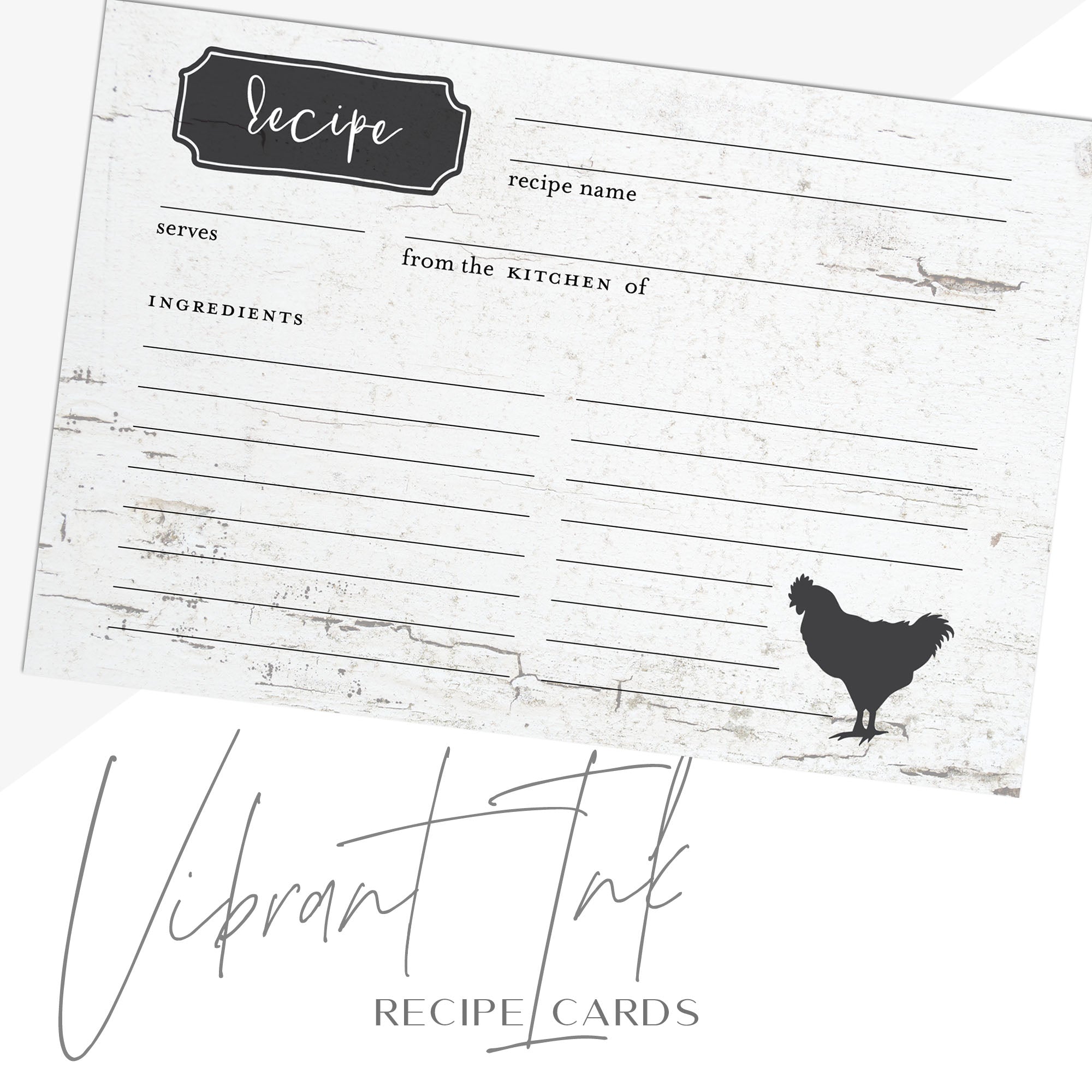 Rustic Farmhouse Chicken Recipe Cards, Double Sided, Set of 48 Cards ...