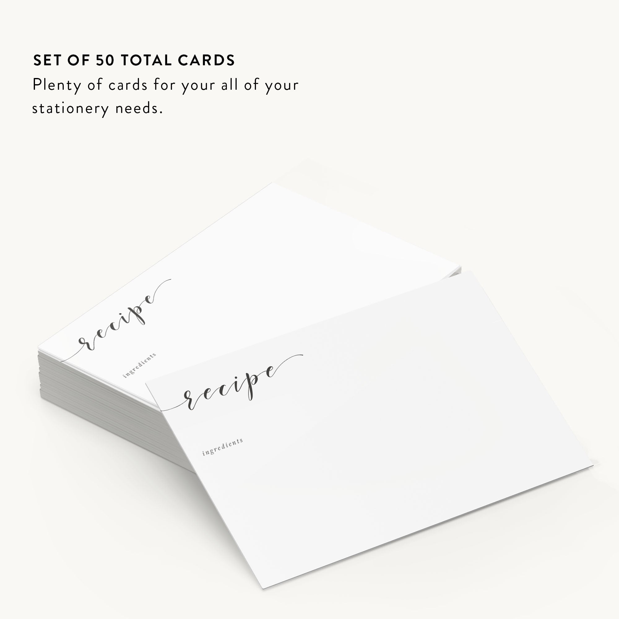 Elegant Unlined and Printable Recipe Cards (Set of 50) - Customize Your ...
