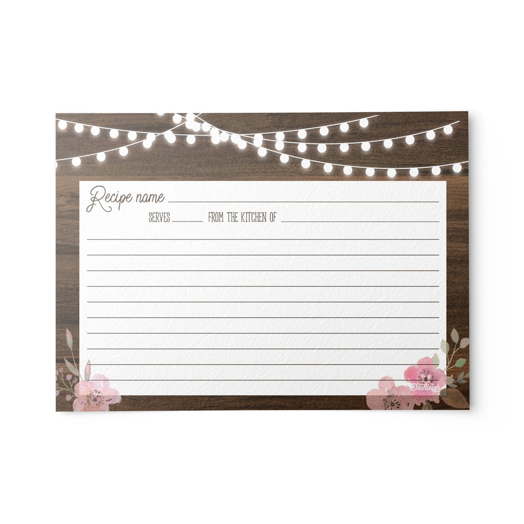 Wood and Lights Rustic Recipe Cards, 4x6, Set of 48 Cardstock – dashleigh